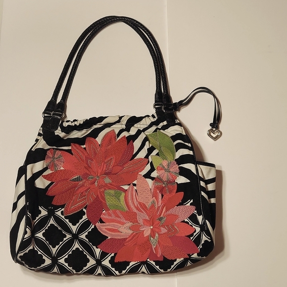 Brighton | Bags | Brighton Bag Floral Embroidered Canvas Body Interior ...